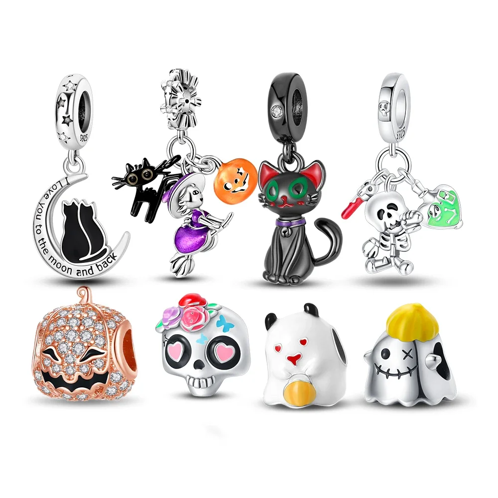 Pulsera-de-plata-de-ley-925-para-mujer-abalorio-luminoso-de-calavera ...