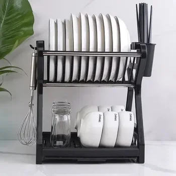 2021 Kitchen Dish Bowl Drying Holder Storage Rack with 2-Layer ...