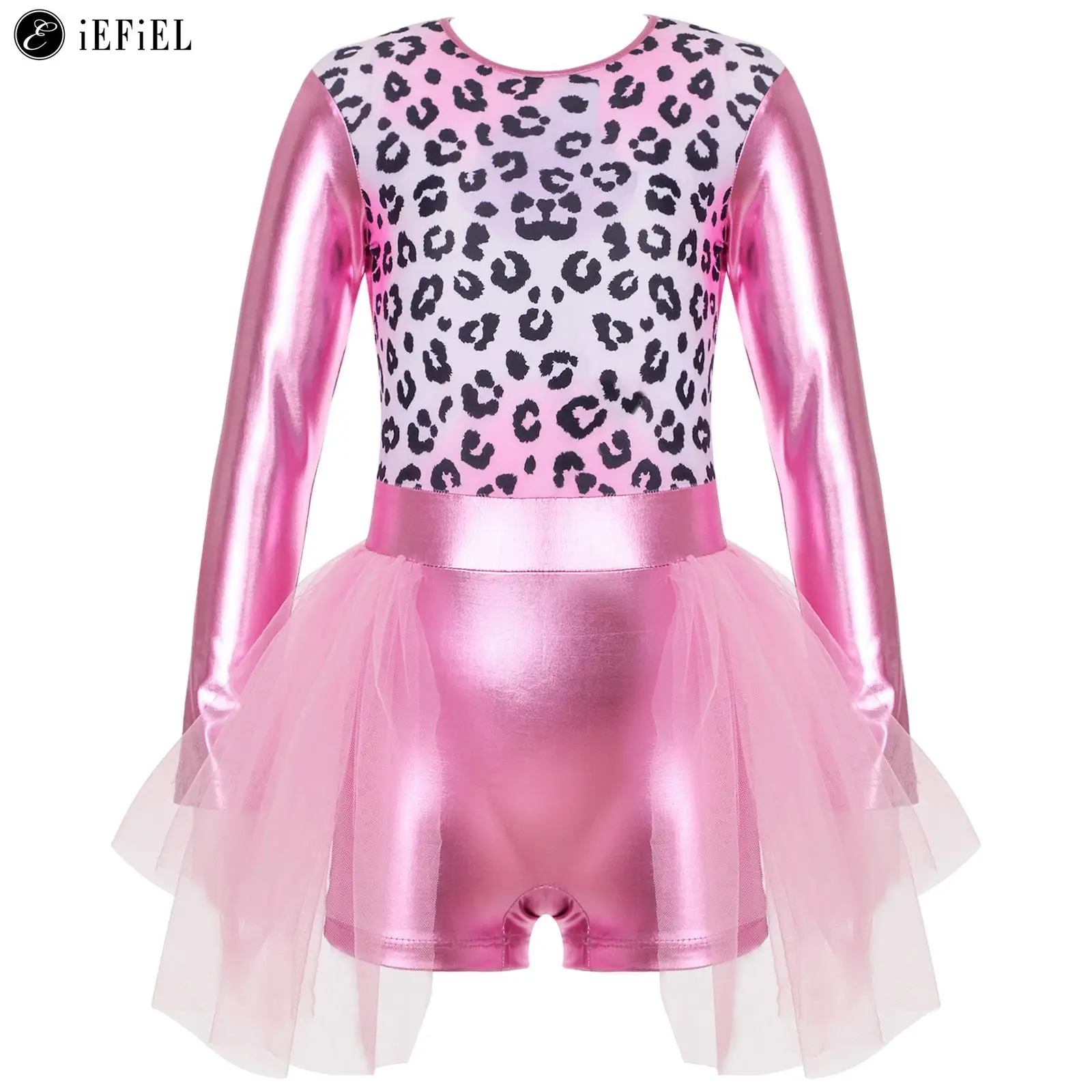 Kids Girls Metallic Ballet Dance Gymnastics Dress Tutu Skirted Leotards ...