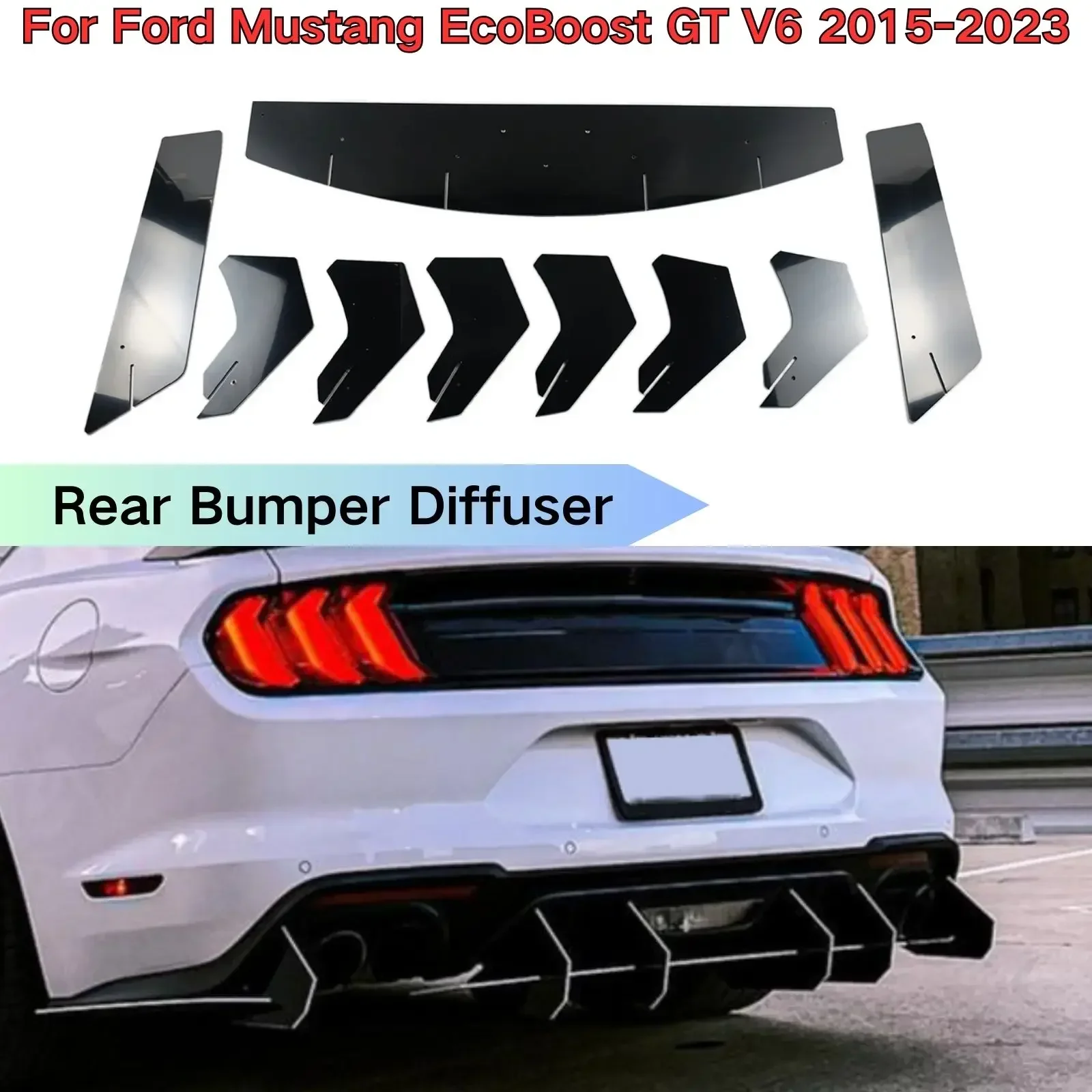Rear Bumper Diffuser For Ford Mustang EcoBoost GT V6 2015 2016 2017 ...