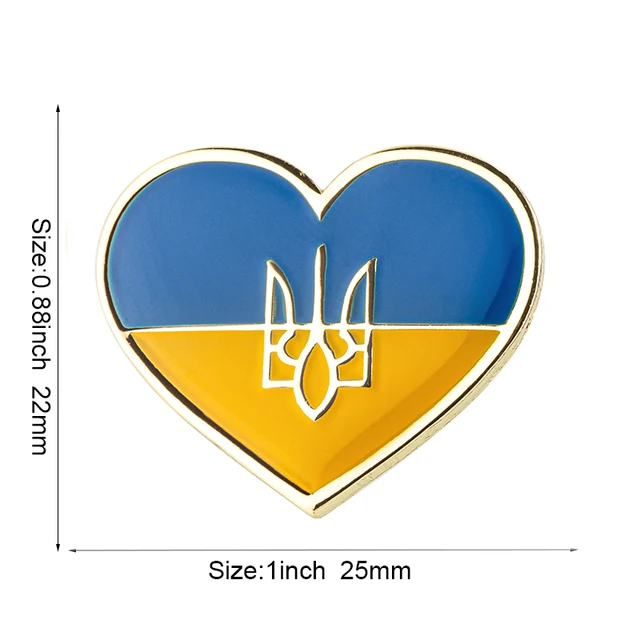 Ukraine Heart Shape Flag Brooches Lapel Pin Flag badge Brooch Pins Badges