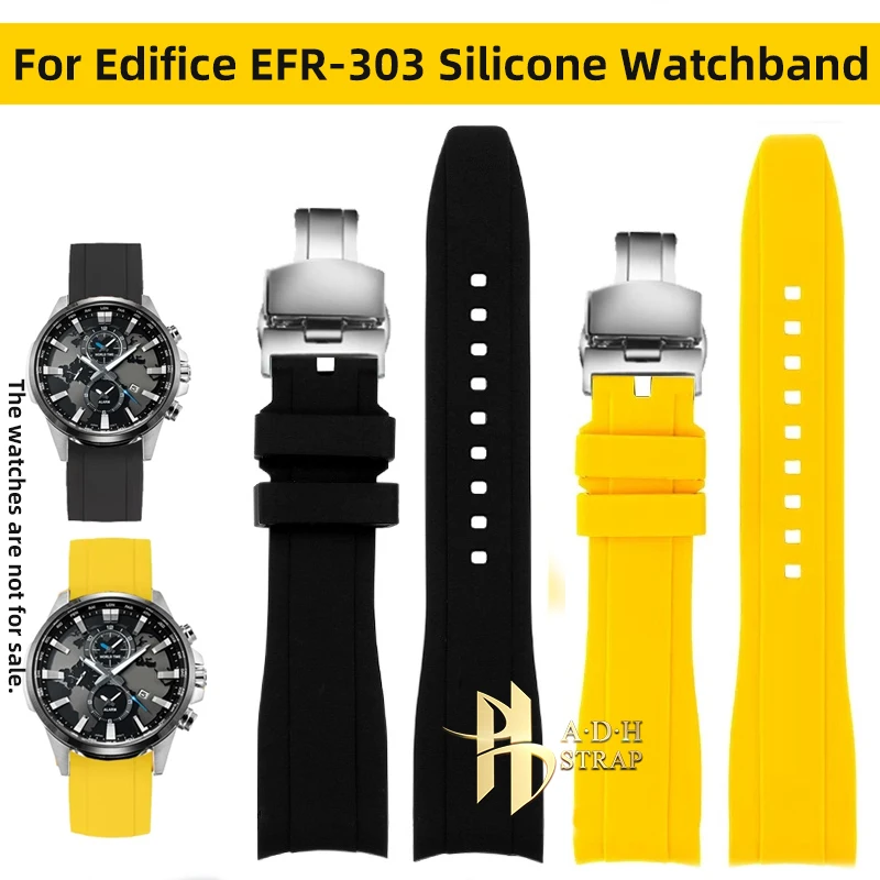 Universal Curved Silicone Strap For Casio Edifice EFR-303D/L EFR-303CL ...
