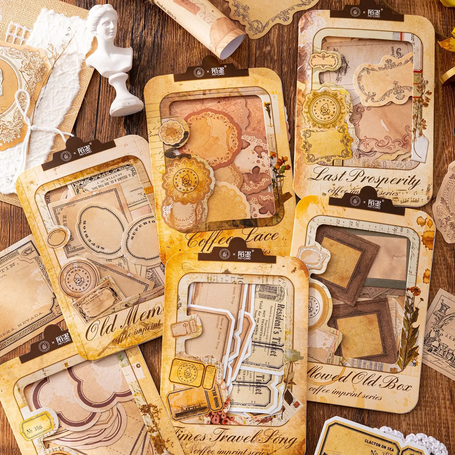 30Pcs Coffee Imprint Series Decorative Kraft Paper Sticker Retro Border ...