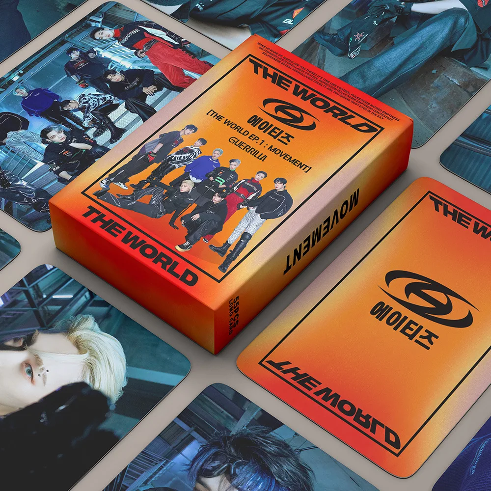 55pcs/Box Kpop Ateez lomo cards THE WORLD EP.1 MOVEMENT photo cards ...