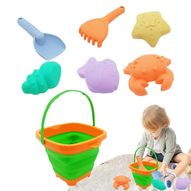 Kids-Beach-Toys-7PCS-Cute-Beach-Toy-Set-Portable-Rake-Shovel-Cute-Sand ...