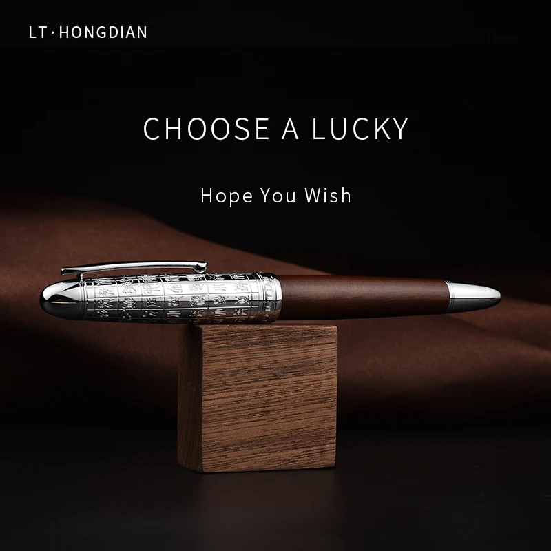 Retro-LT-Hongdian-6016-Natural-Wood-Fountain-Pen-Fine-Oracle-Pen-Cap-EF ...