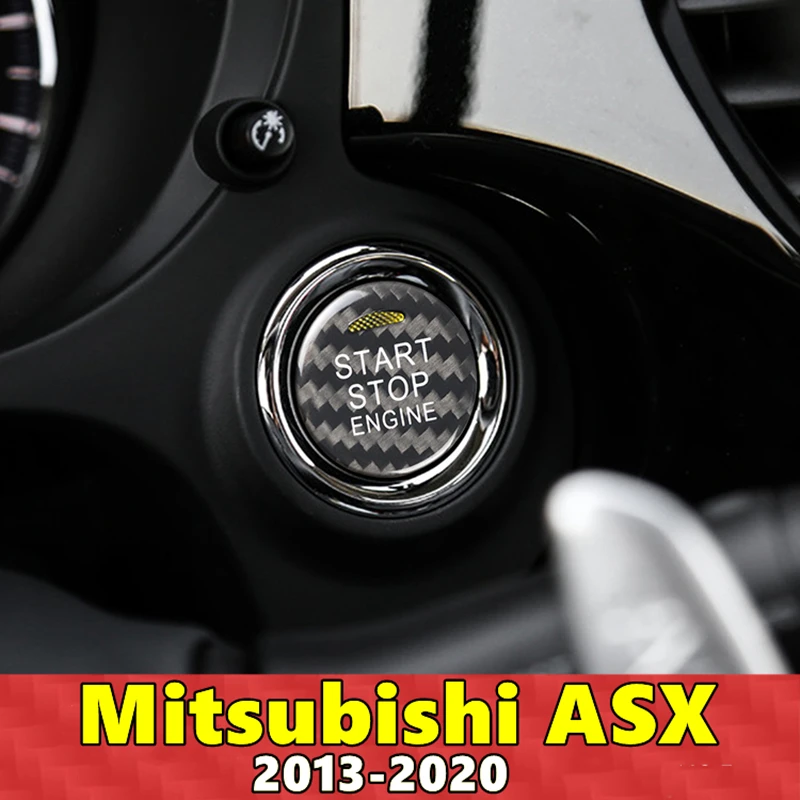 For-Mitsubishi-ASX-Car-Engine-Start-Stop-Button-Cover-Real-Carbon-Fiber ...
