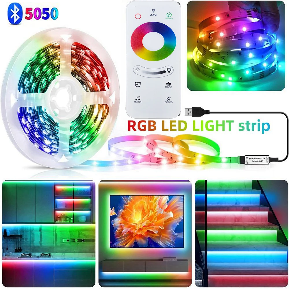 1-30M-RGB-5050-Led-Strip-Lights-5V-USB-Touch-Remote-Control-Bluetooth ...