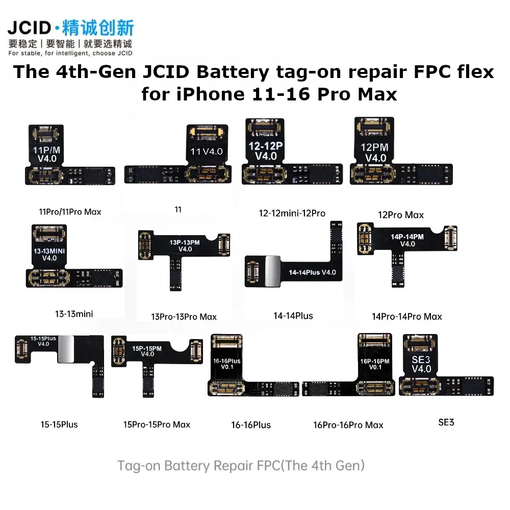 JCID 4th Gen Battery Repair Tag-on Flex Cable for iPhone 11 12 13 14 15 ...