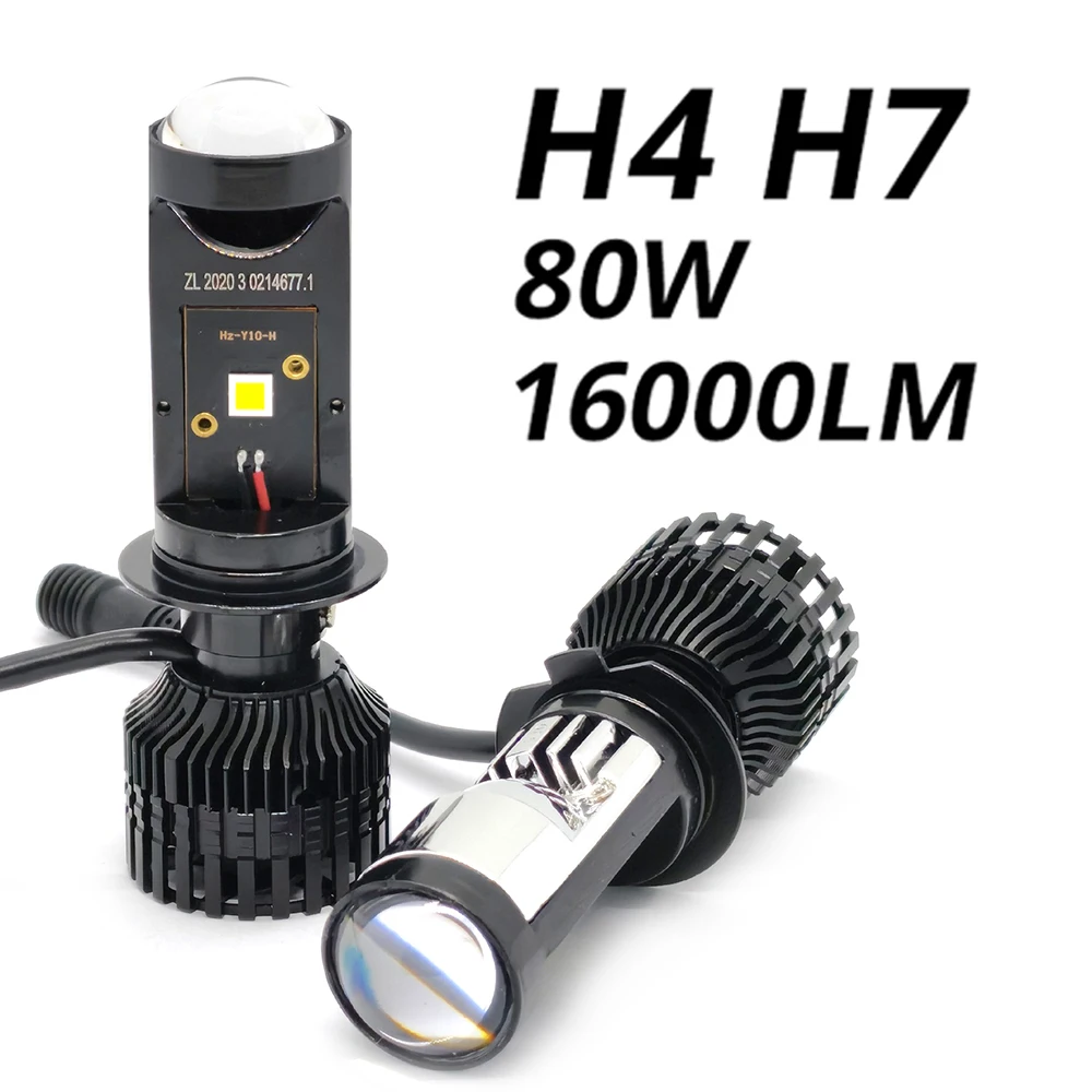1-Piece-H7-Car-Mini-Lens-Headlight-H4-LED-Projector-Bulb-6000K-16000LM ...
