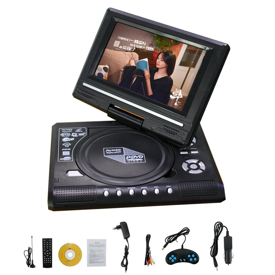 7.8 Inch TV Home Car DVD Player 16:9 Widescreen Portable 800mAH VCD CD ...
