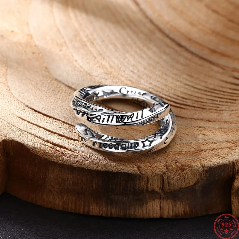 S925-Sterling-Silver-Charms-Rings-for-Men-Women-New-Fashion-Acient ...