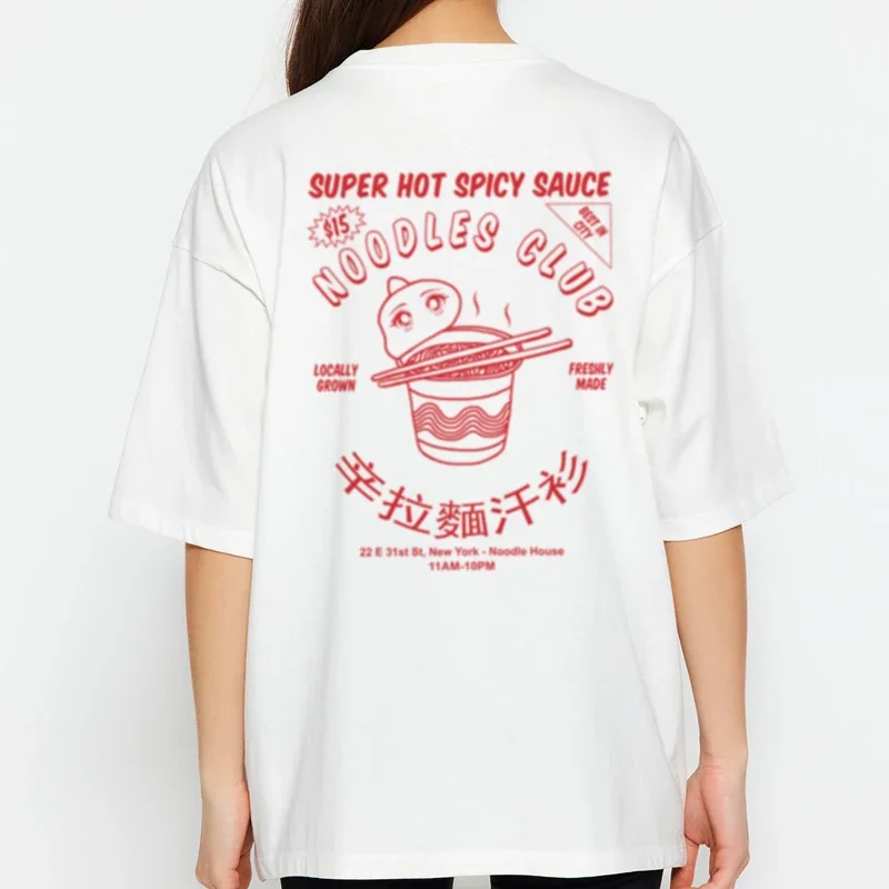 Women Funny Anime Noodle T Shirt Oversized Japanese Harajuku Streetwear ...