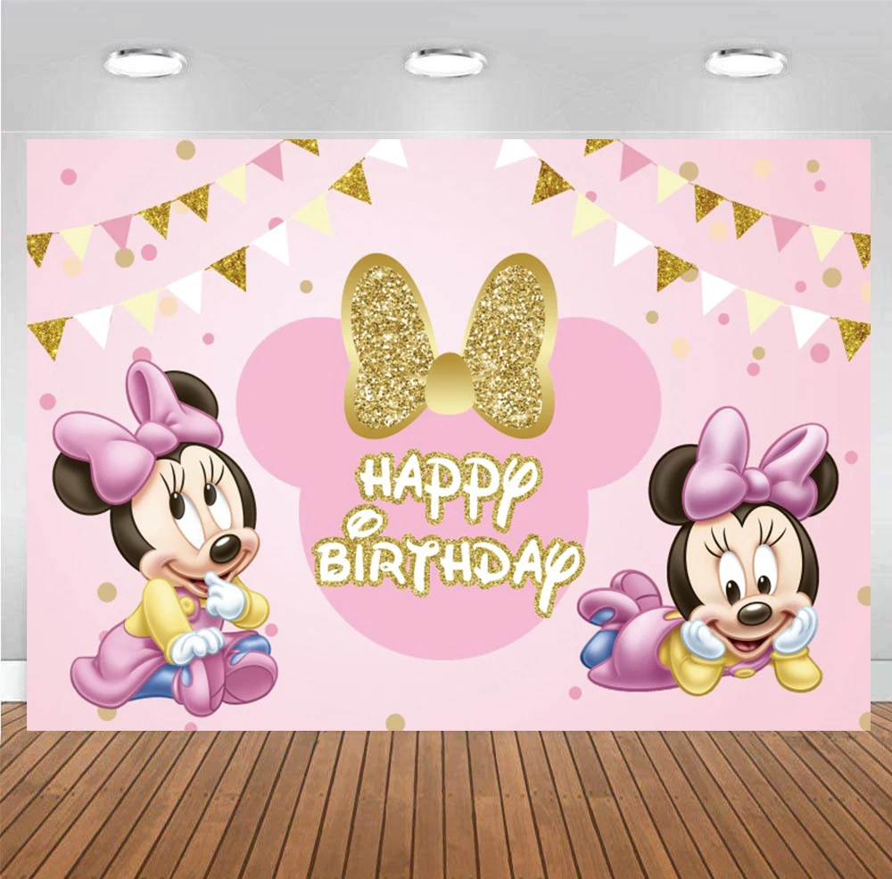 Disney-Princess-Minnie-Mouse-Backdrop-Girls-Happy-Birthday-Party-Baby ...