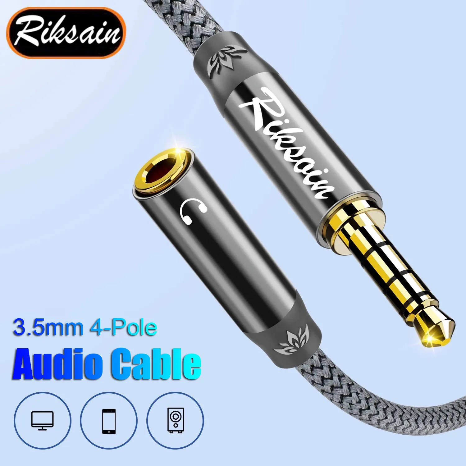 Extens-o-TRRS-4-Pole-Headphone-Cable-macho-para-f-mea-AUX-cabo-de-udio ...