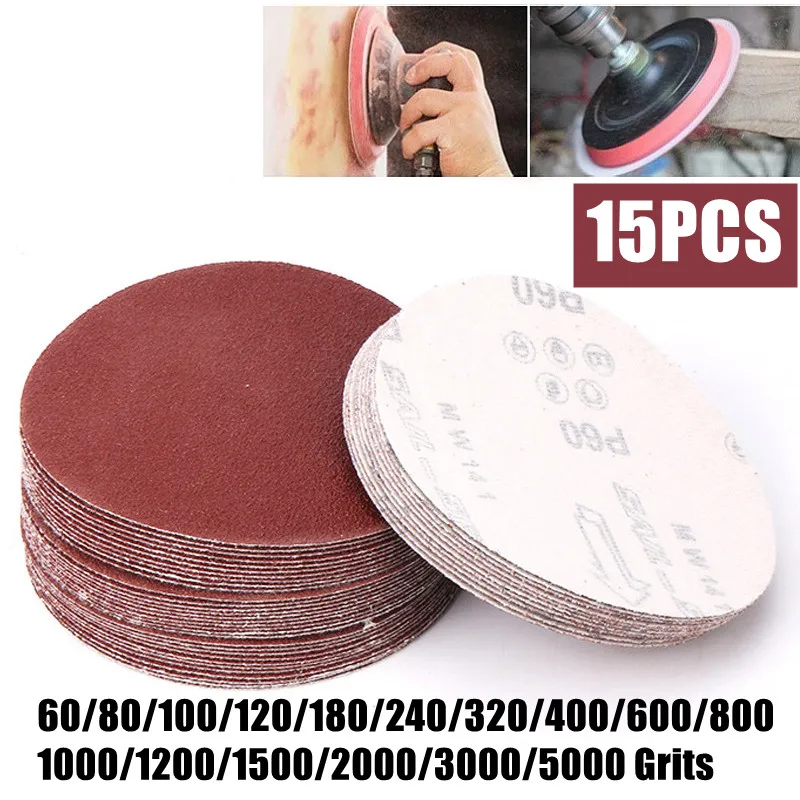 15pcs-Set-4Inch-100mm-Hook-and-Loop-Sandpaper-Abrasive-Sanding-Disc-For ...