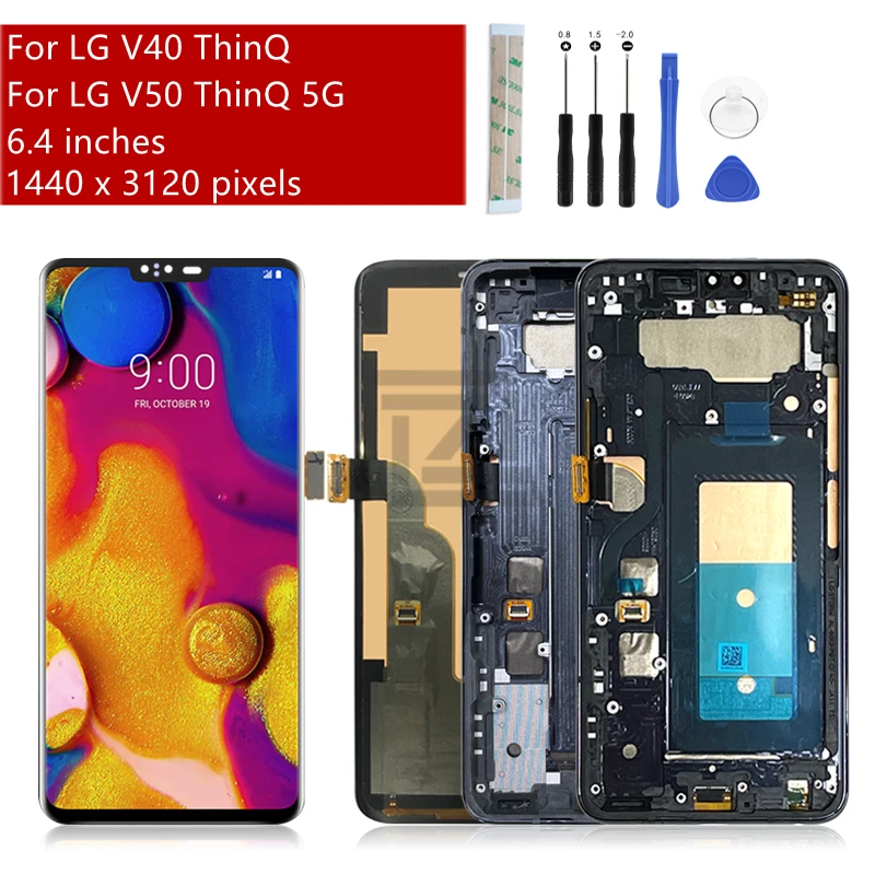 for-LG-V40-ThinQ-v405-LCD-Display-Touch-screen-Digitizer-Assembly-Frame ...