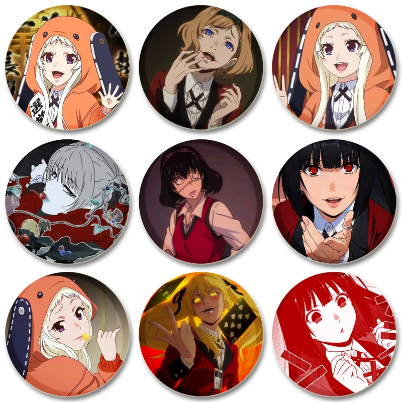 32/44/58mm Anime Kakegurui Character Pins Tinplate Badge Custom Cartoon ...