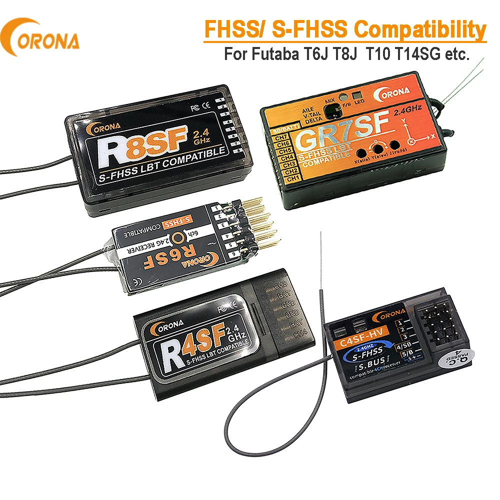 Corona 2.4GHz R4SF R6SF R8SF C4SF-HV S-FHSS/FHSS Compatible Receiver ...