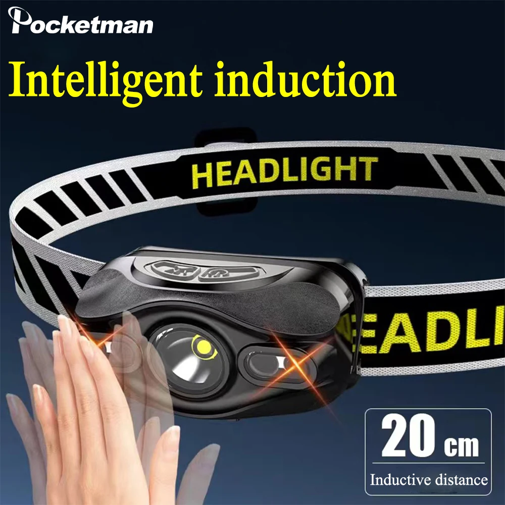 Super Bright LED Headlamp IR Motion Sensor Headlight Waterproof Head ...