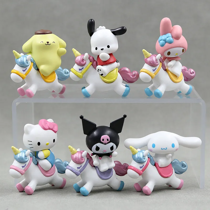 6pcs-Hello-Kitty-Unicorn-Figure-Cinnamoroll-Kuromi-My-Melody-Anime ...