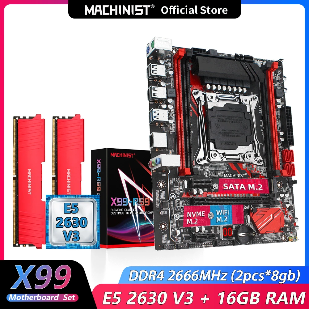 MACHINIST X99 DDR4 Motherboard LGA 2011 3 Set Kit Xeon E5 2630 V3 ...