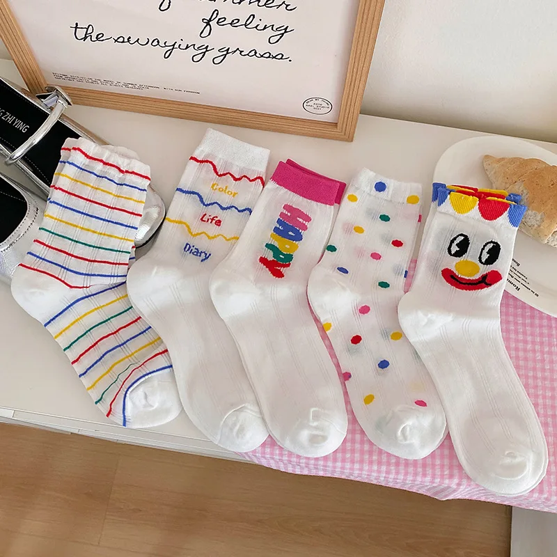 Fashion-Dopamine-Style-Design-Vintage-Dot-Striped-Sock-Funny-Clown ...