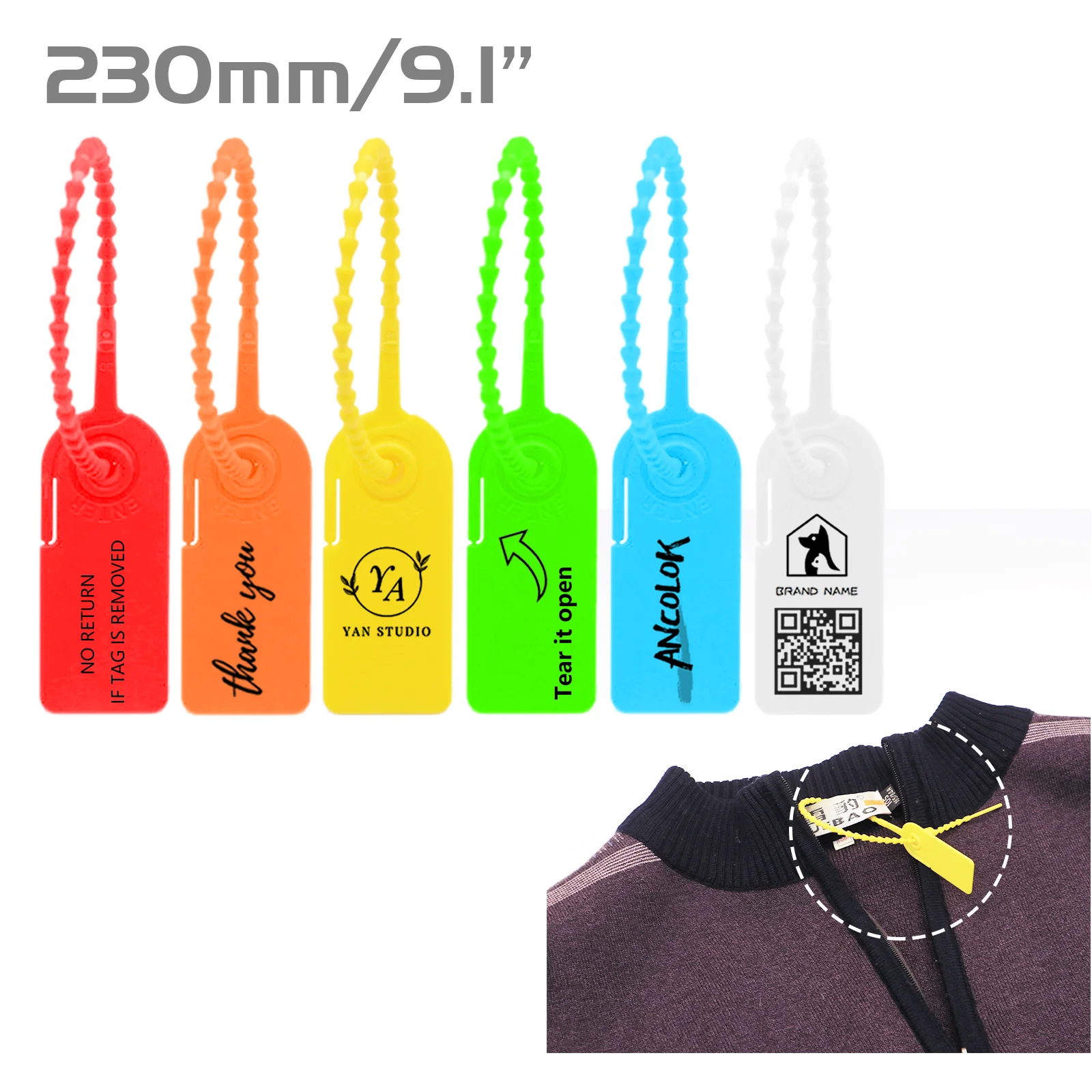 Ancolok 100Pcs Custom Logo Hang Tags Safety of Clothes Shoes Bags ...