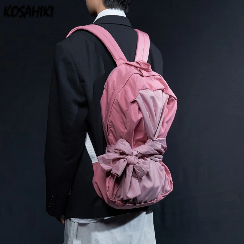Girls-Sweet-Y2k-High-capacity-Backpacks-Patchwork-Contrast-Color ...