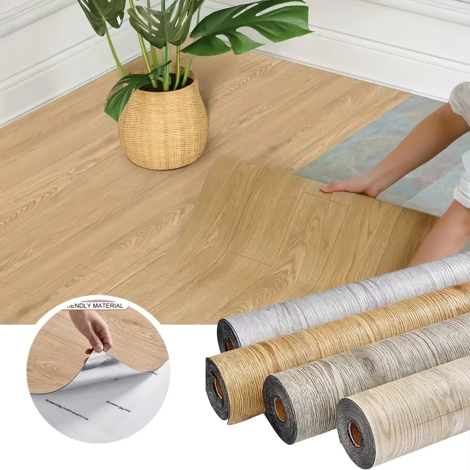 1pc Wood Grain PVC Floor Stickers Thickening Self-adhesive wood Pattern ...