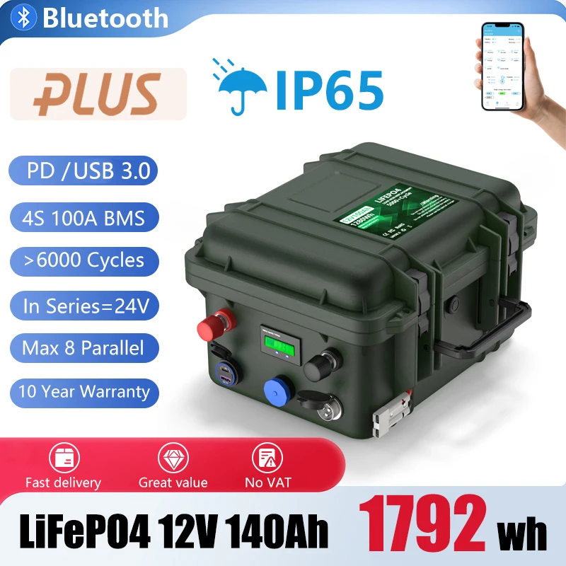 Lifepo4-12V-100ah-120ah-140ah-Bluetooth-Bms-12-8V-Zonne-Energie-Lithium ...