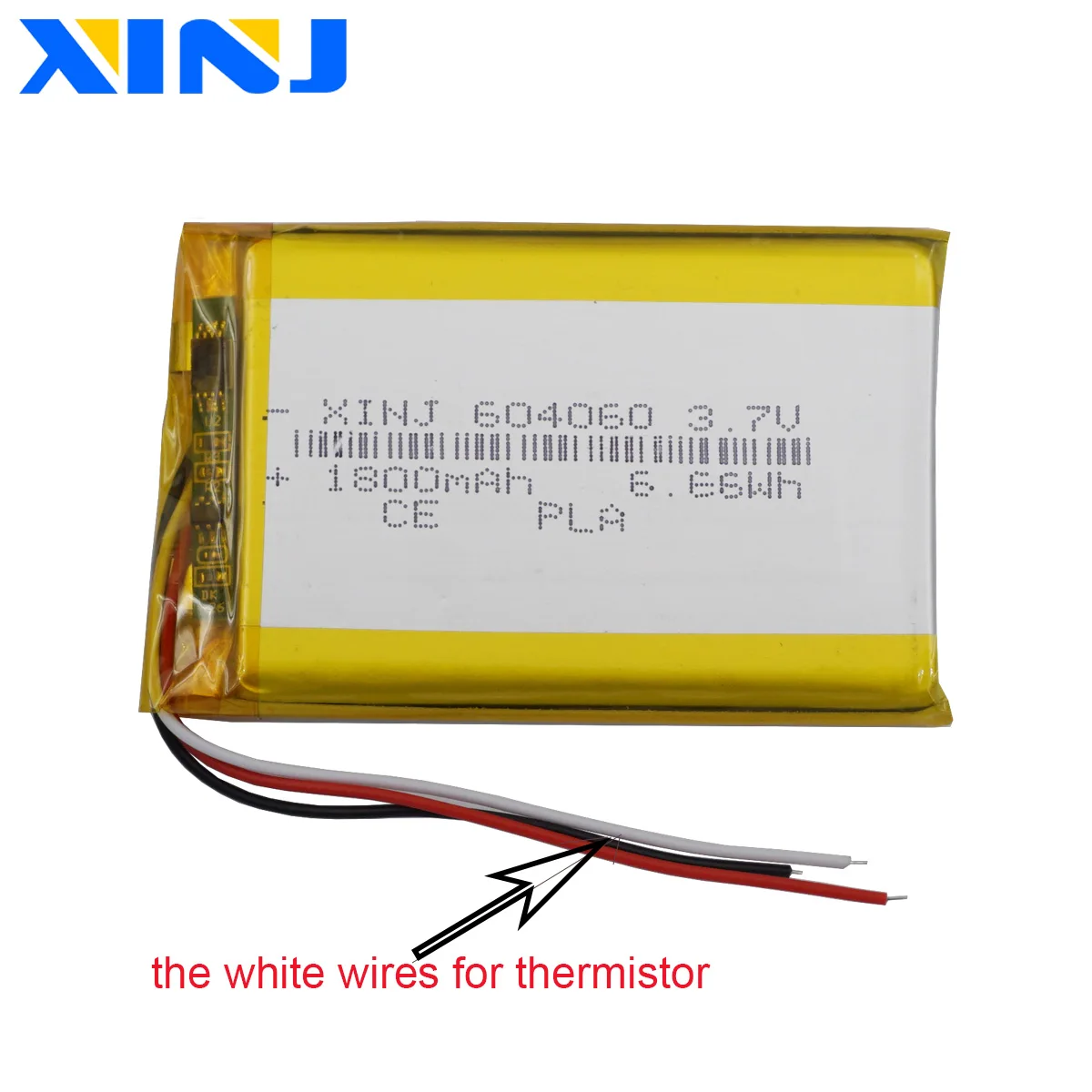 3.7V 1800mAh 6.66Wh Polymer Li Lipo Battery 604060 Thermistor 3 Wires ...