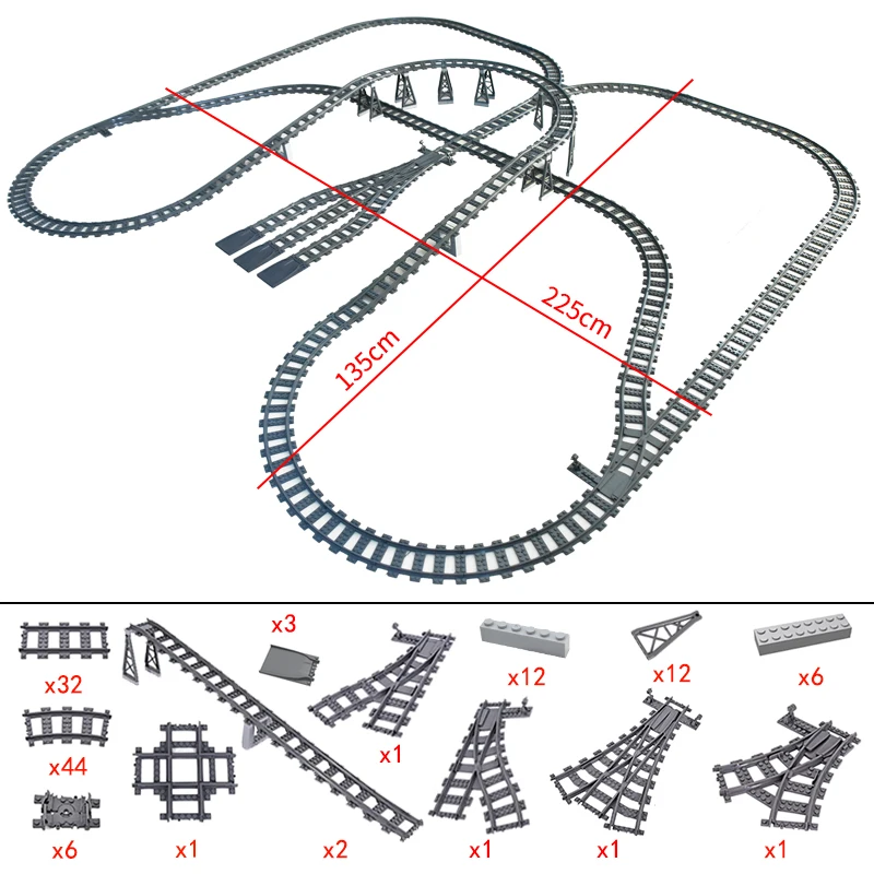City-Trains-Bridge-Flexible-Switch-Railway-Tracks-Rails-Manual-Level ...
