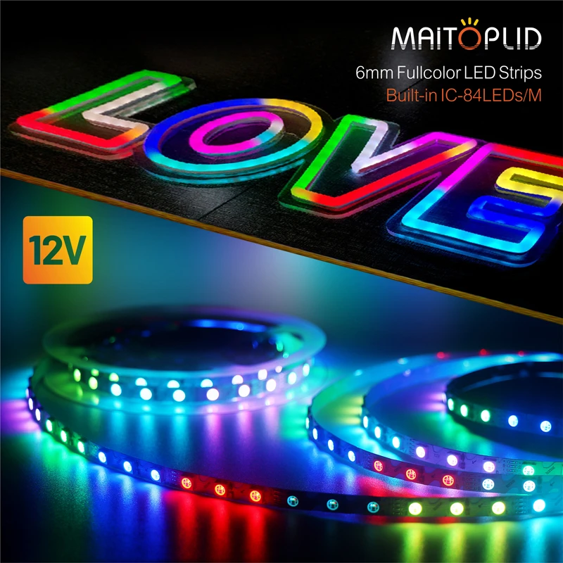 DC12V Fullcolor RGB LED Strip Light Built in IC S Shape 84LED/M For ...