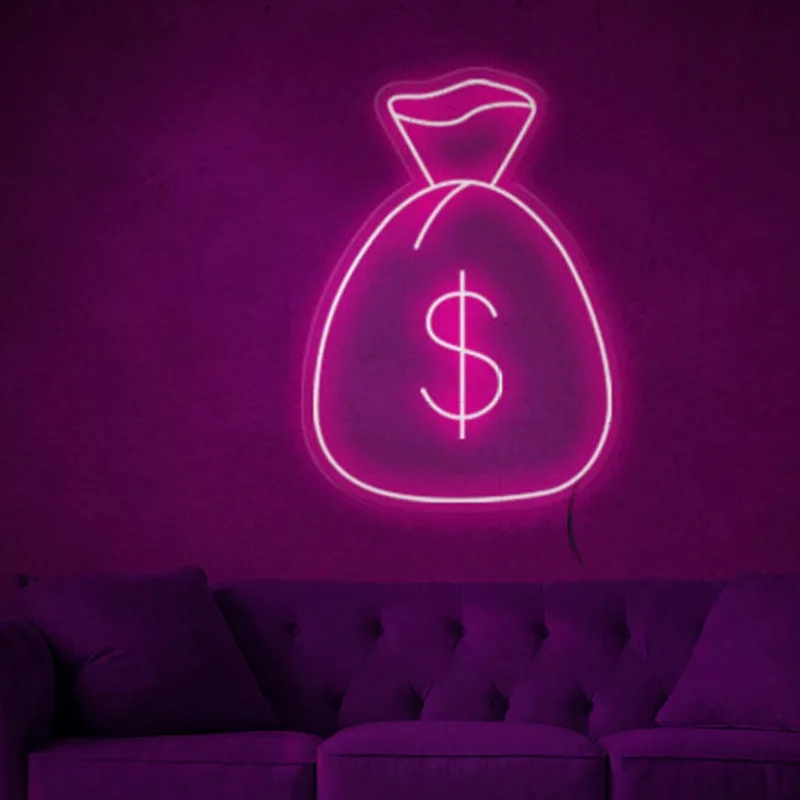 Money-Bag-Neon-Sign-Money-Wall-Art-Dollar-Neon-Sign-Neon-Money-Sign-Art ...