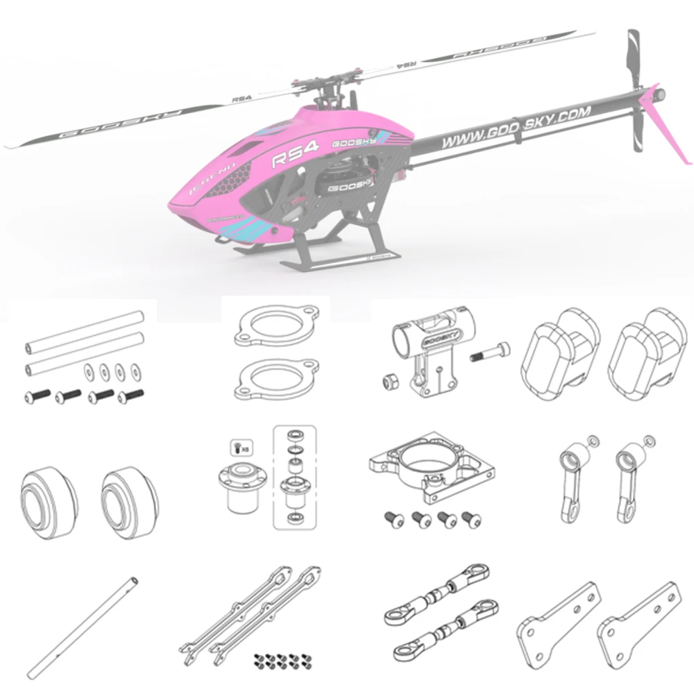 GooSky-RS4-380-Rodless-RC-helicopter-Blade-Casing-Main-Motor-Steering ...