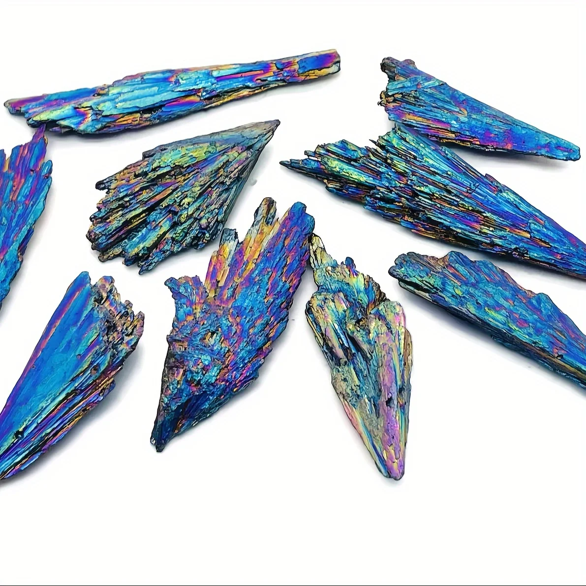 Titanium Aura Kyanite Blades, Iridescent Blue and Purple Pink Peacock ...