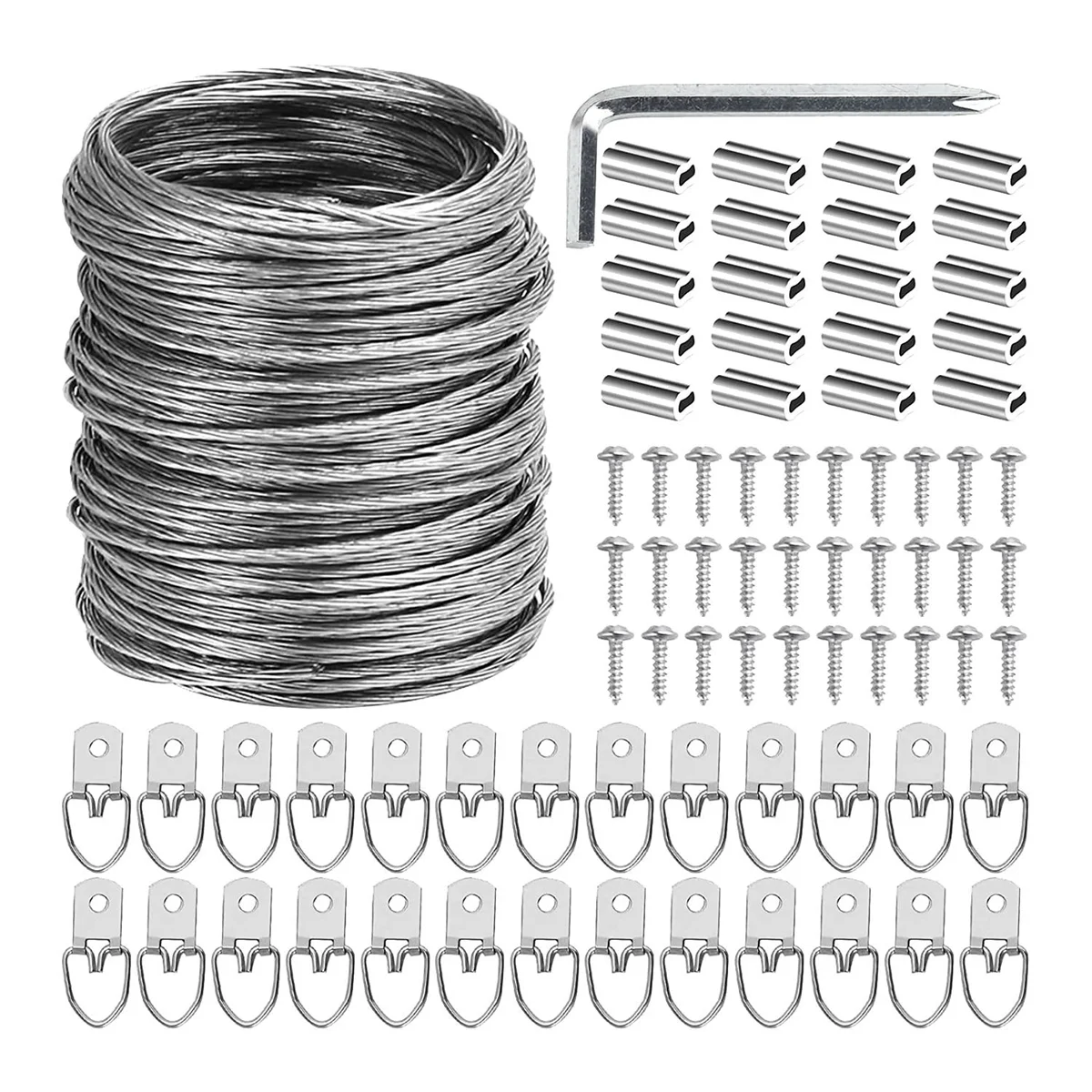 100-Pcs-Picture-Hanging-Wire-Kit-100-Feet-Heavy-Duty-Wire-Picture ...