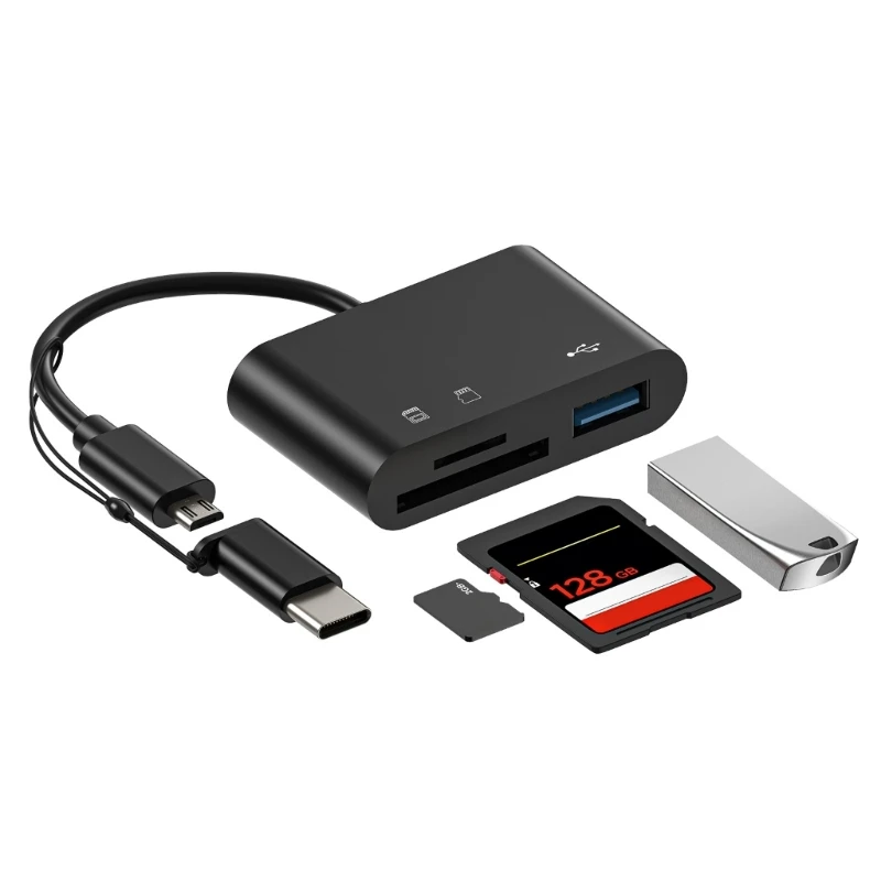 3 In 1 Multi Port Hub Converter Type-c/Micro-B/ Micro USB To USB A OTG ...
