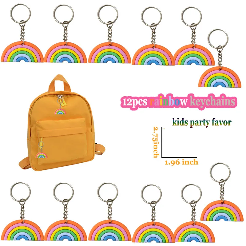 12pcs-rainbow-key-ring-rainbow-keychain-party-favors-PVC-keychain-for ...