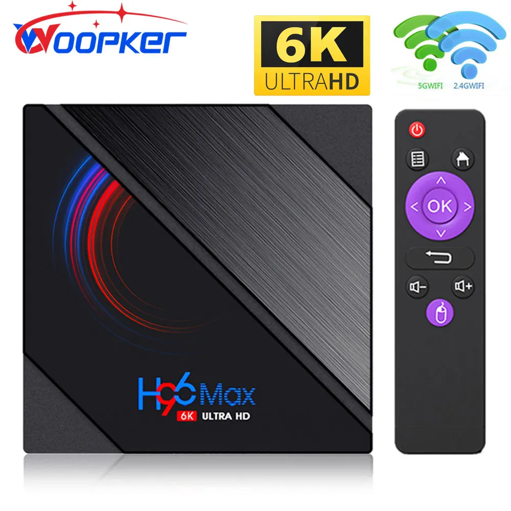 Woopker caixa de tv inteligente h96max h616 android 10 cpu 6k caixa de ...