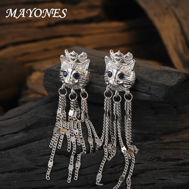 MAYONES-S925-Full-body-Pure-Silver-Meow-Star-Human-Earrings-Cute-Cat ...