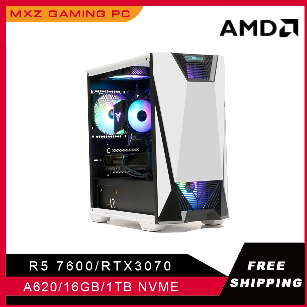 MXZ Gaming PC Ryzen 5 7600 RTX4070/3070 1TB NVME Desktop Computer For ...
