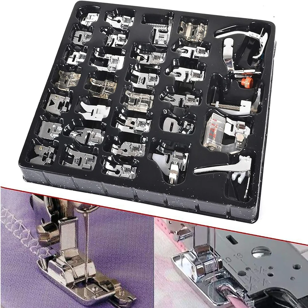 32Pcs/Set Sewing Machine Presser Feet Kit Low Shank Snap-on Foot Kit ...