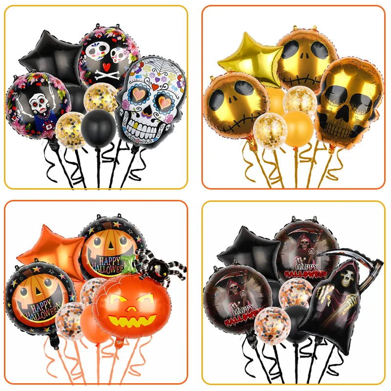 Halloween-Theme-Skull-Death-Pumpkin-Black-Cat-Ghost-Aluminum-Film ...