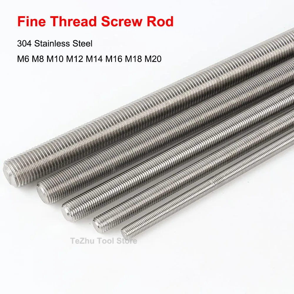 1PCS-304-Stainless-Steel-Fine-Thread-Rod-Full-Threaded-Bolt-Bar-Stud-M6 ...