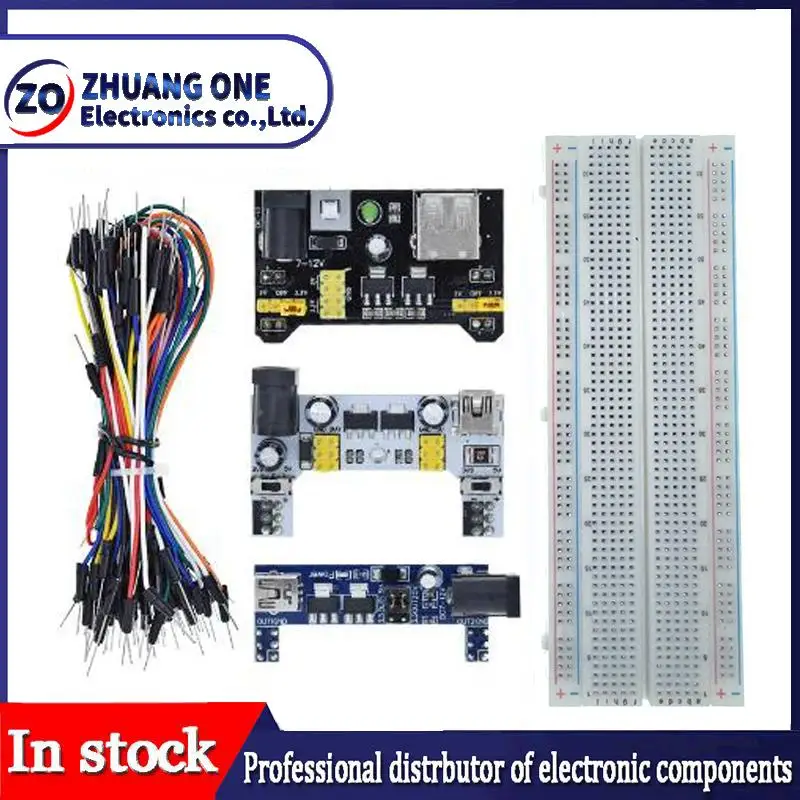 3-3V-5V-MB102-Breadboard-power-module-65-jumper-wires-MB-102-830-points ...