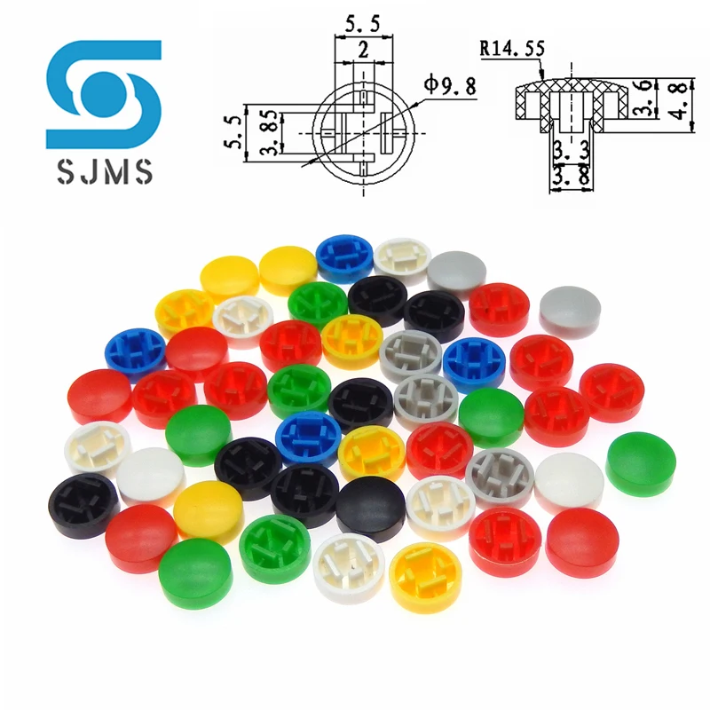 50PCS-A25-Round-Plastic-Push-Button-Switch-Cap-10MM-Size-4-8-9-8mm-For ...