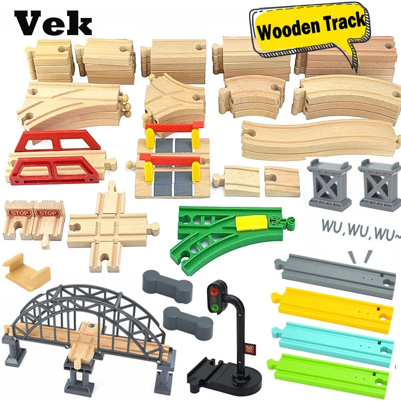 Wooden Track Accessories Beech Wood Railway Train Rail Bridge Pier ...