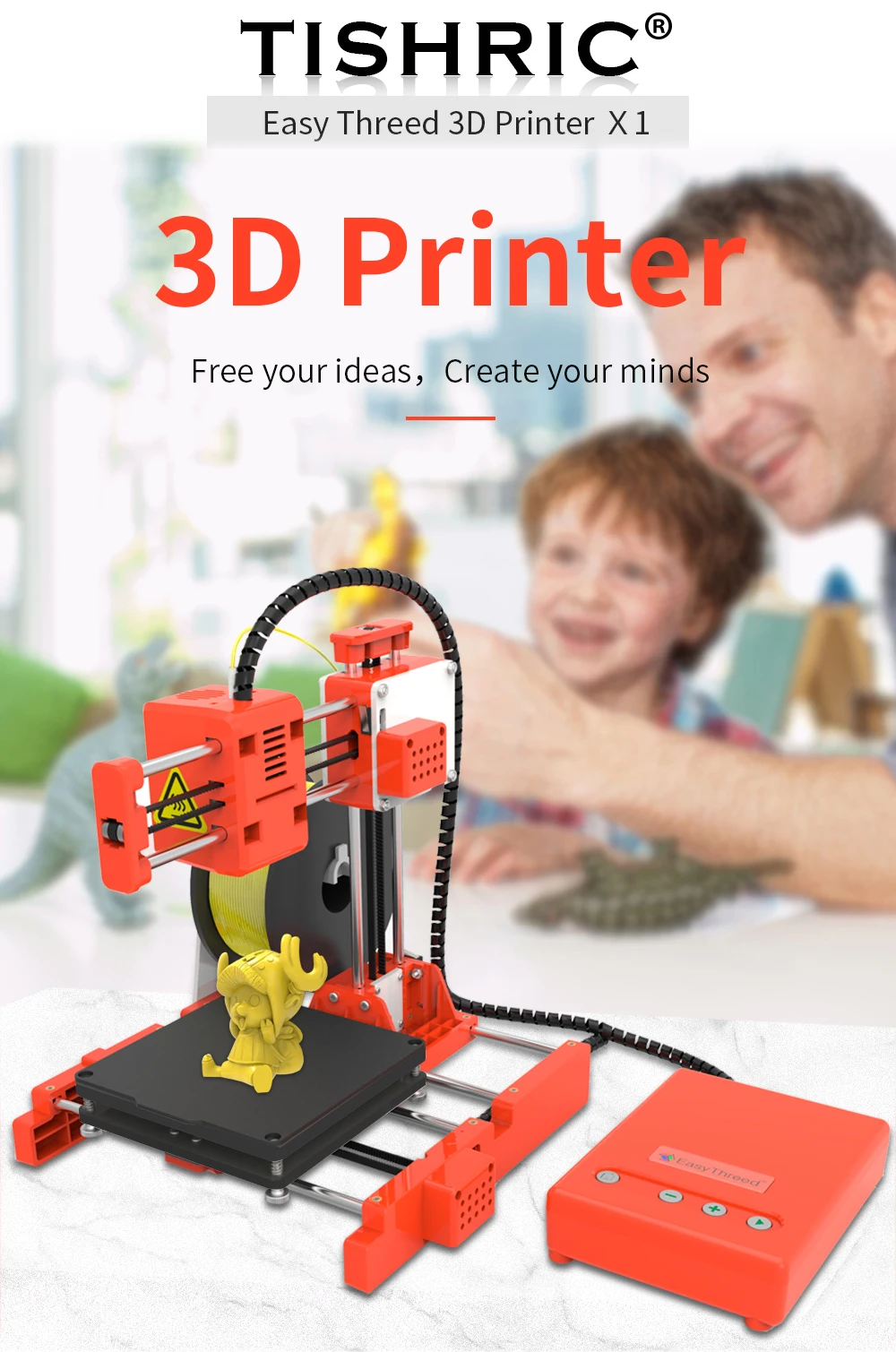 TISHRIC Newest Easy 3D Printer Full Metal Frame High Precision Children ...